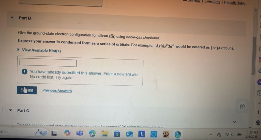 neview Constants Periodic Table Part B Give the ground-state electron ...