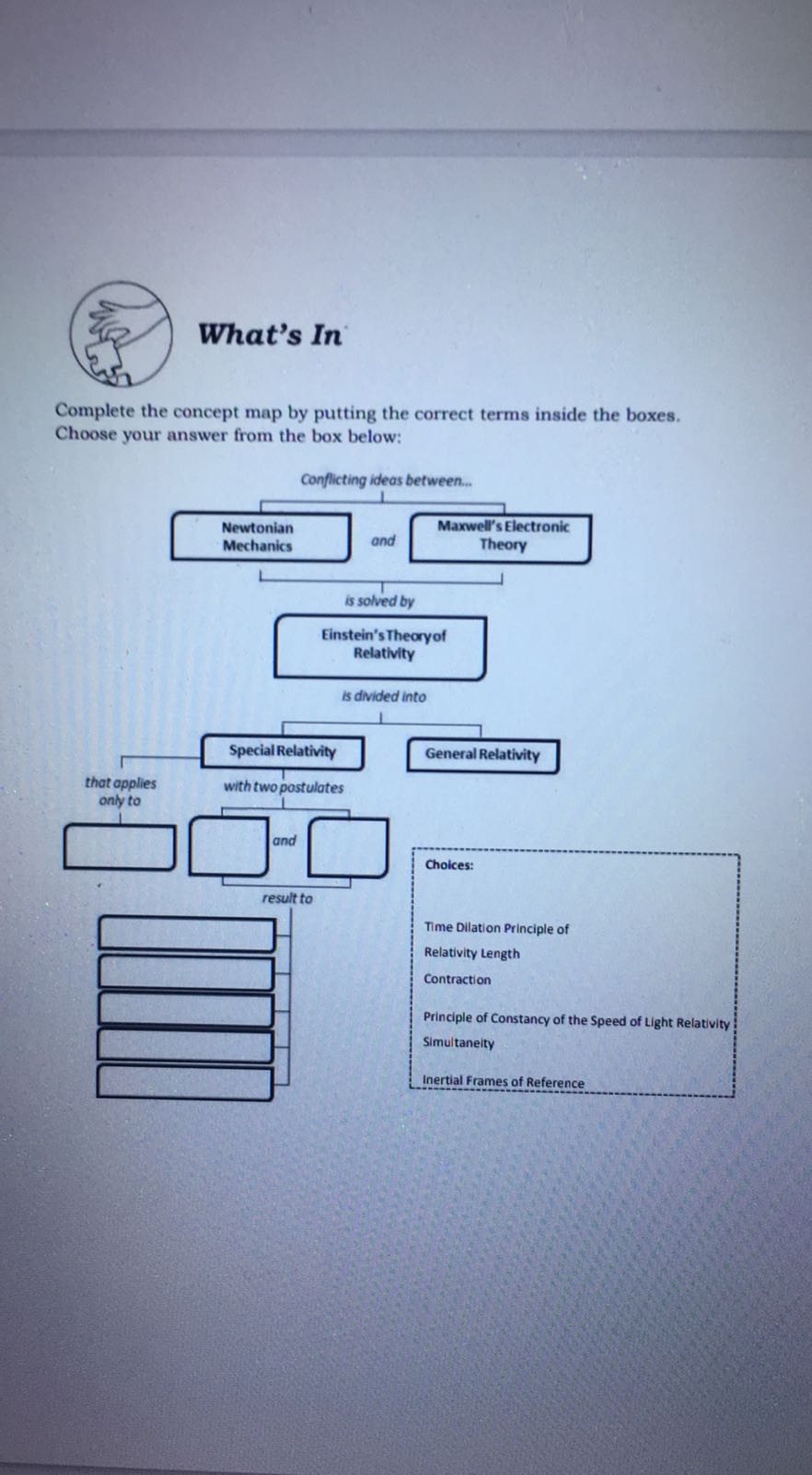 What's In Complete the concept map by putting the correct terms inside the boxes. Choose your ...