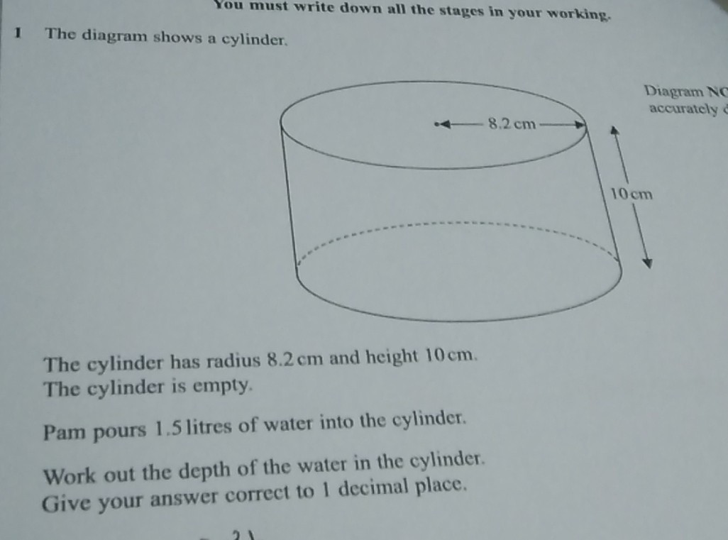 You must write down all the stages in your working. I The diagram shows ...