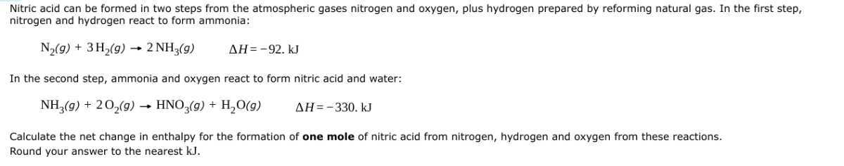 nitric acid can be formed in two steps from the atmospheric gases ...