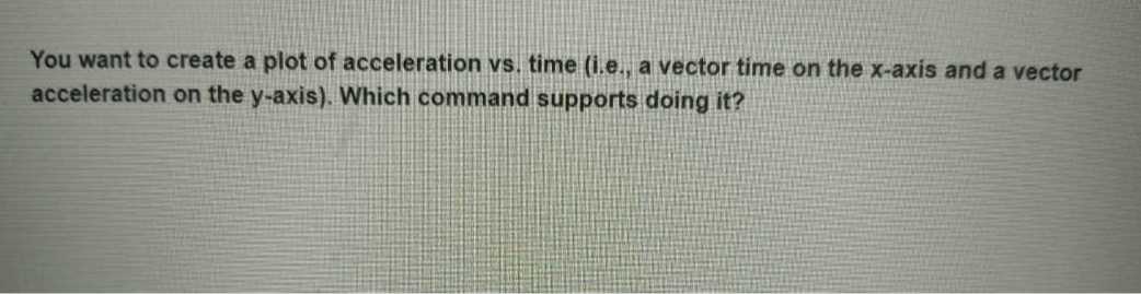 you want to create a plot of acceleration vs time ie a vector time on the x axis and a vector ...
