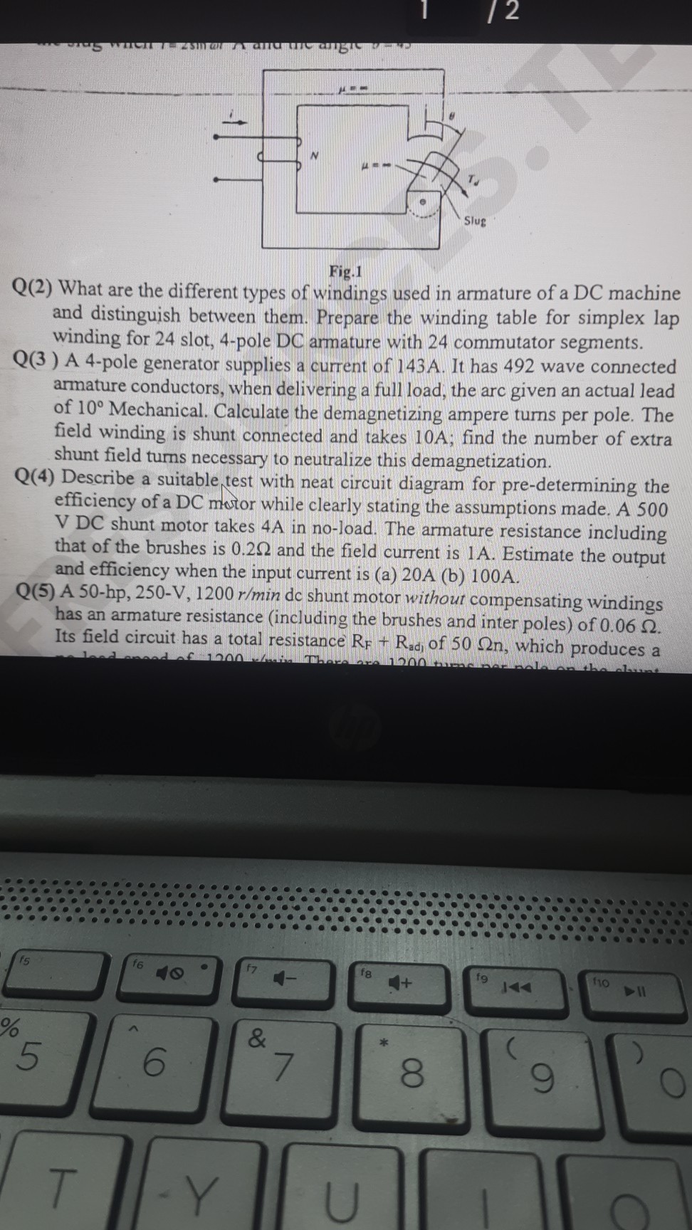 Fig. 1 Q(2) What are the different types of windings used in armature ...
