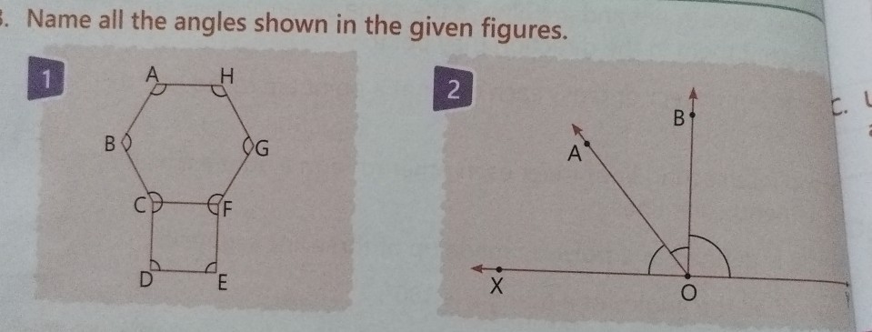 name all the angles shown in the given figures 1 2