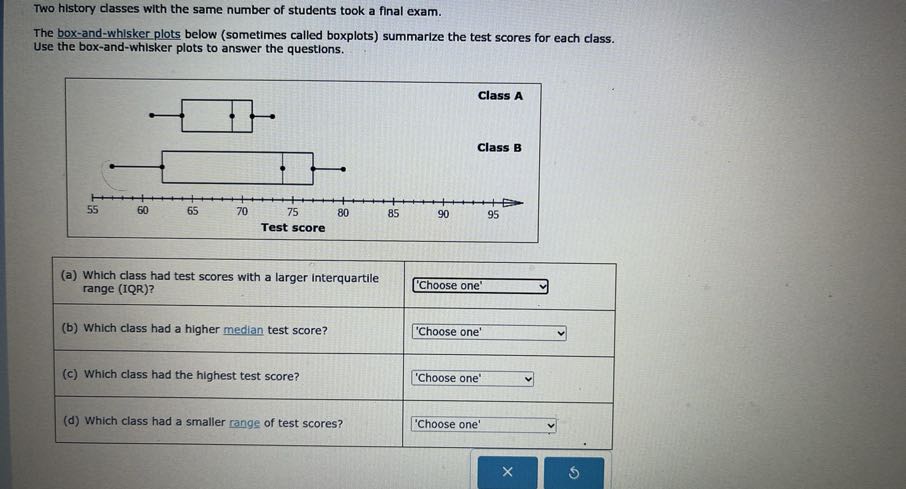 Two history classes with the same number of students took a final exam ...