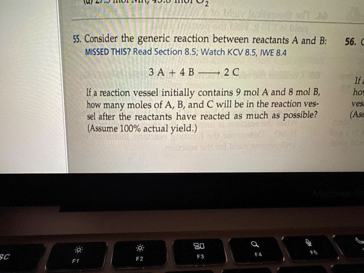 55 consider the generic reaction between reactants a and b missed this read section 85 watch kcv ...