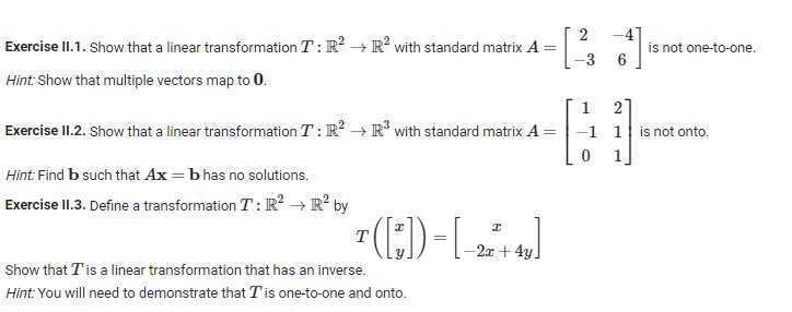 Exercise II.1. Show that a linear transformation T: ℝ^2→ℝ^2 with ...