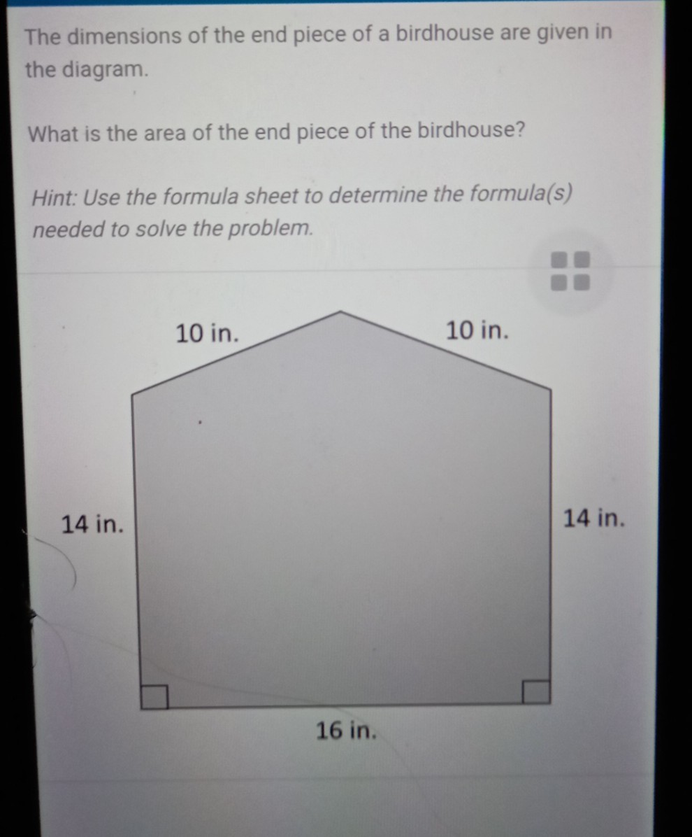 [GET ANSWER] The dimensions of the end piece of a birdhouse are given in the diagram. What is ...