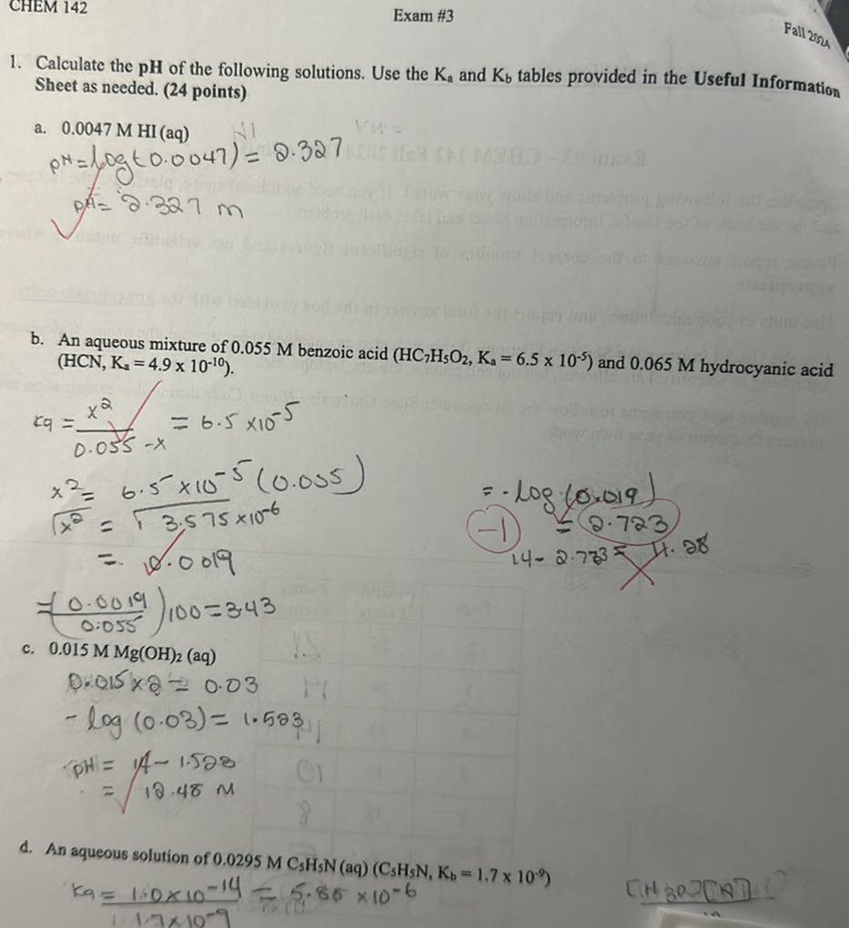 chem 142 exam 3 mathrmfall2 mathrmoch 1 calculate the mathbfp h of the ...