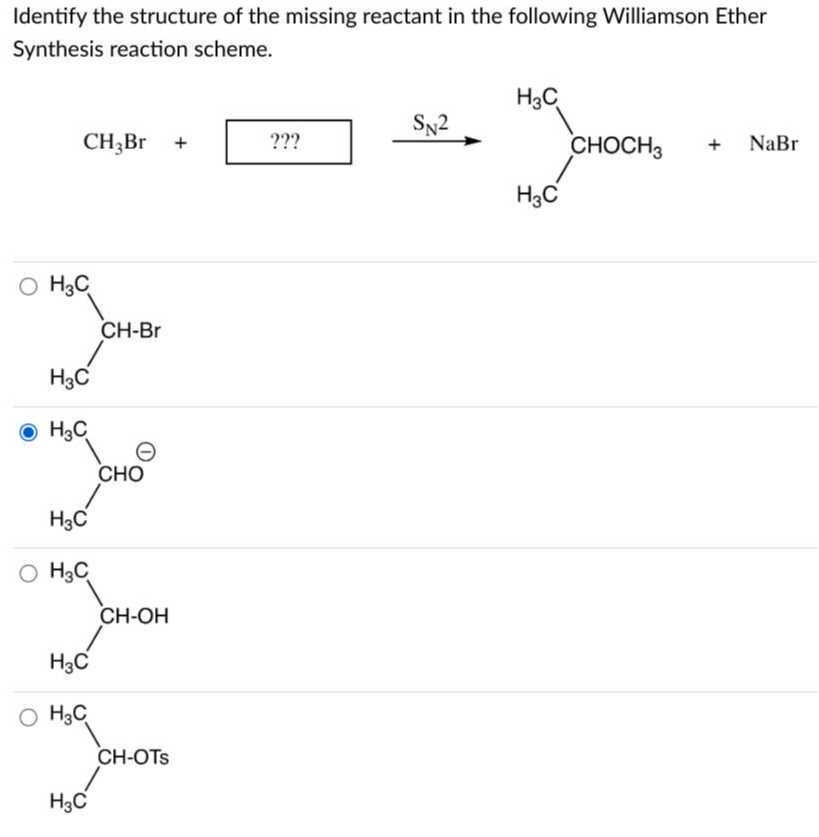 Identify the structure of the missing reactant in the following ...