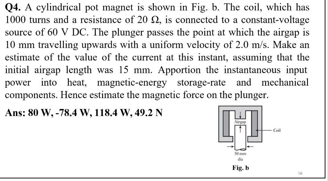 Q4. A cylindrical pot magnet is shown in Fig. b. The coil, which has ...