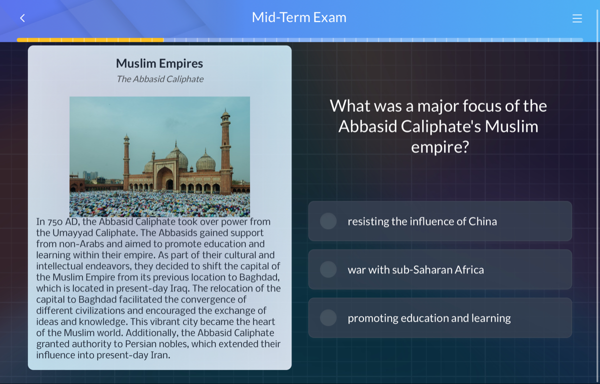 Mid-Term Exam Muslim Empires The Abbasid Caliphate In 750 AD, the ...