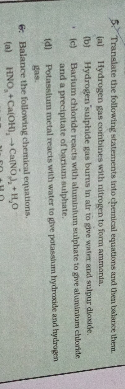 5. Translate the following statements into chemical equations and then ...