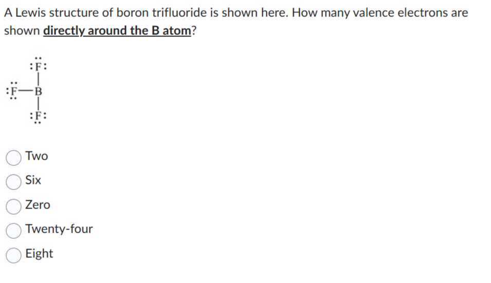 A Lewis structure of boron trifluoride is shown here. How...