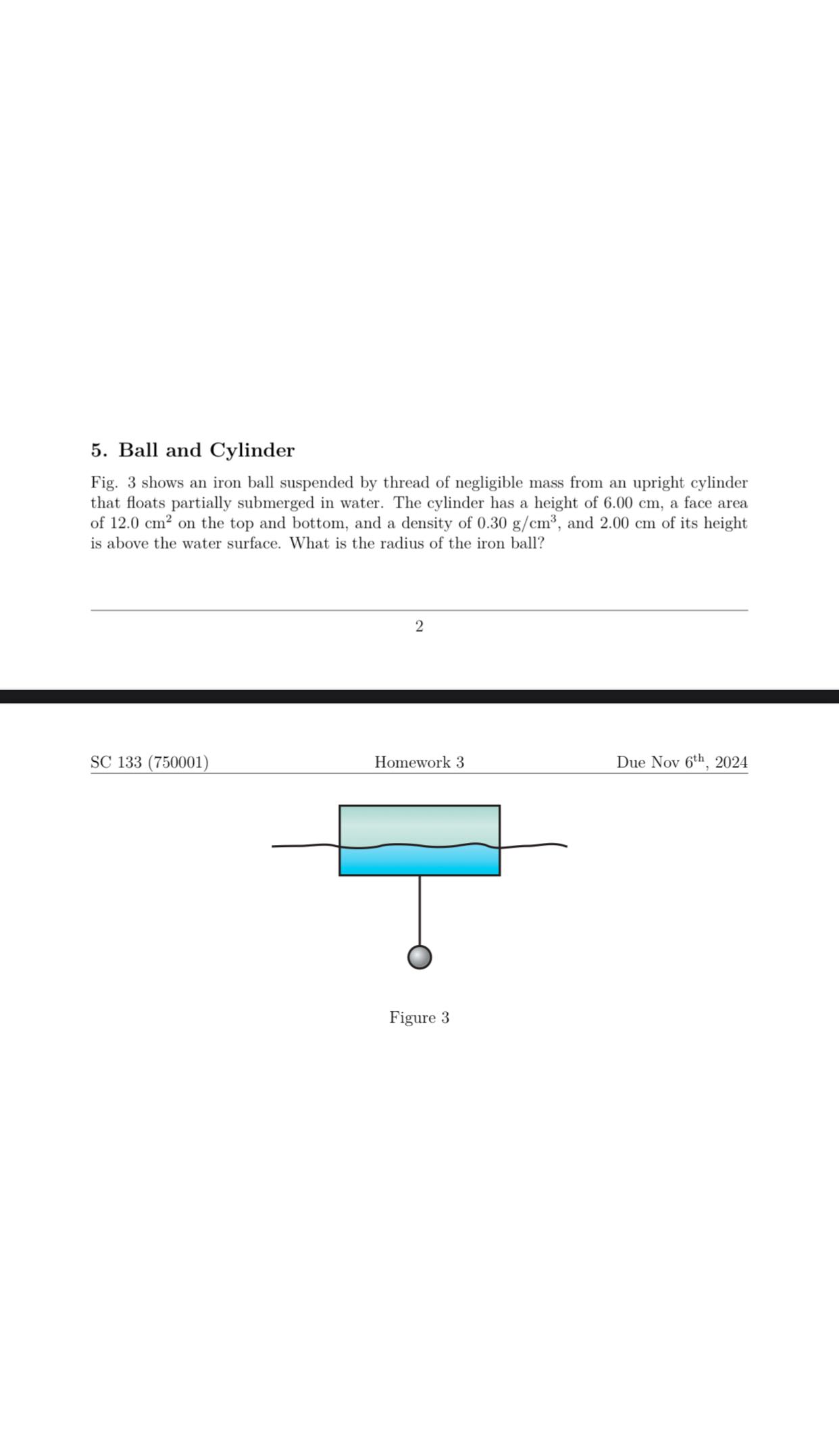 5 ball and cylinder fig 3 shows an iron ball suspended by thread of ...