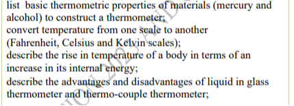 SOLVED: list basic thermometric properties of materials (mercury and ...