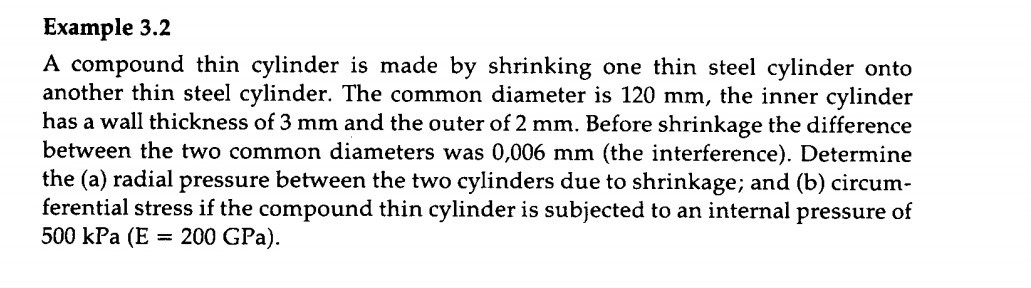 example 32 a compound thin cylinder is made by shrinking one thin steel ...