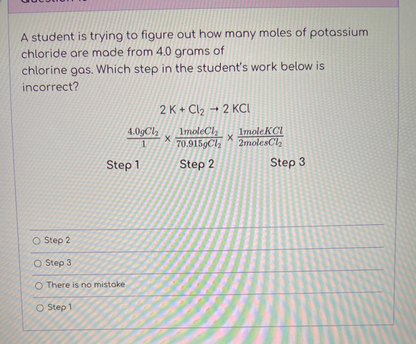 a student is trying to figure out how many moles of potassium chloride ...