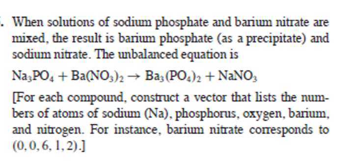 When solutions of sodium phosphate and barium nitrate are mixed, the result is barium phosphate ...