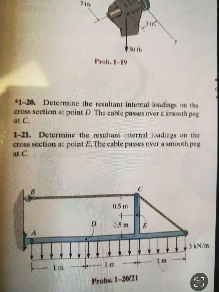 Prob. 1-19 *1-20. Determine the resultant internal loadings on the ...
