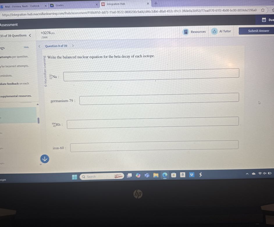 Mail - Ferteira, Nash - Outlook Grades Integration Hub https//integration-hub.macmillanlearning ...