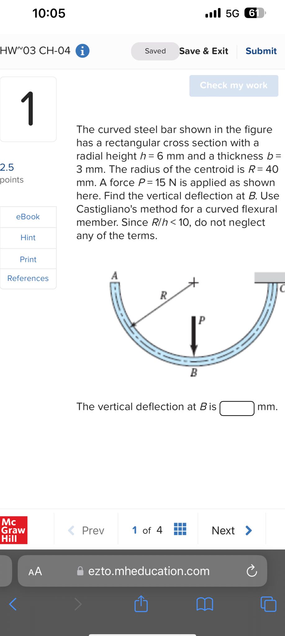10:05 .Il 5G HW 03 CH-04 1 Saved Save & Exit Submit 1 2.5 points ...