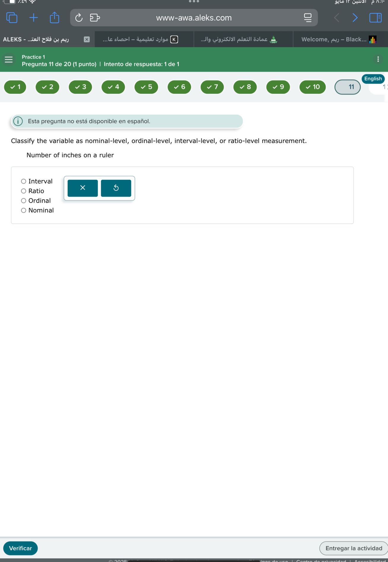 Practice 1 Pregunta 11 de 20 (1 punto) | Intento de respuesta: 1 de 1 ...
