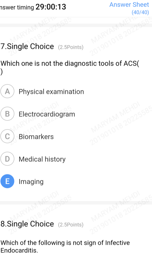 SOLVED: nswer timing 29:00:13 Answer Sheet (40 / 40) 7.Single Choice (2 ...