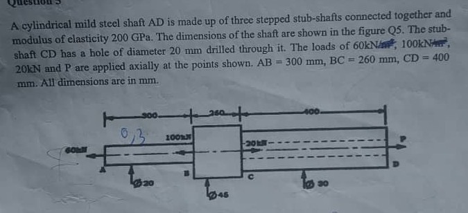 a cylindrical mild steel shaft a d is made up of three stepped stub ...
