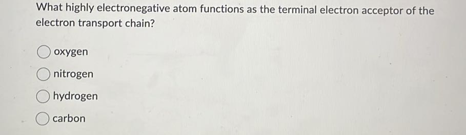 What highly electronegative atom functions as the terminal electron ...