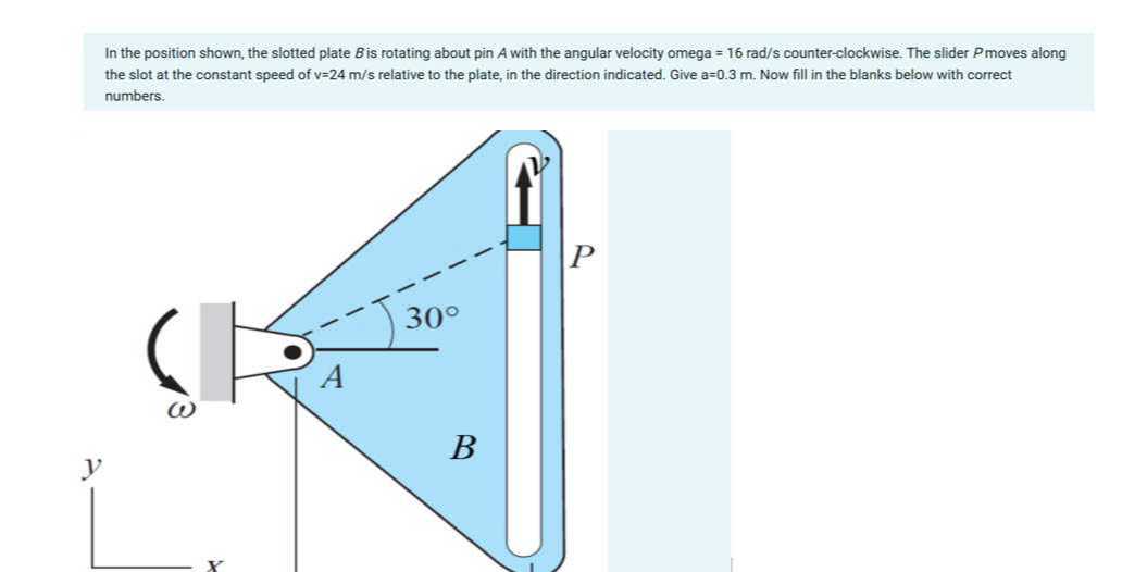 in the position shown the slotted plate b is rotating about pin a with ...