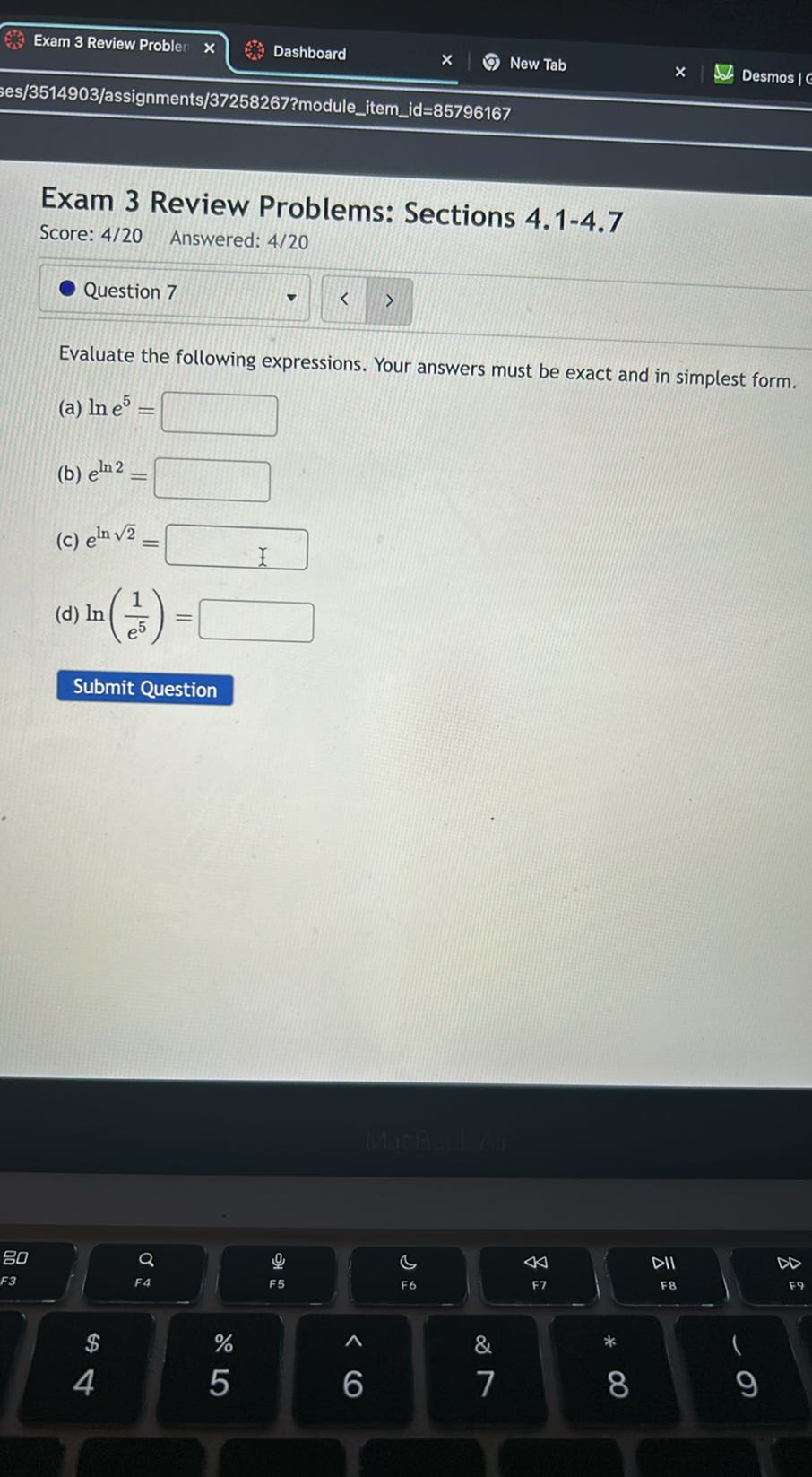 Exam 3 Review Probler Dashboard New Tab Desmos | ses/3514903/assignments/37258267?moduleitemid ...