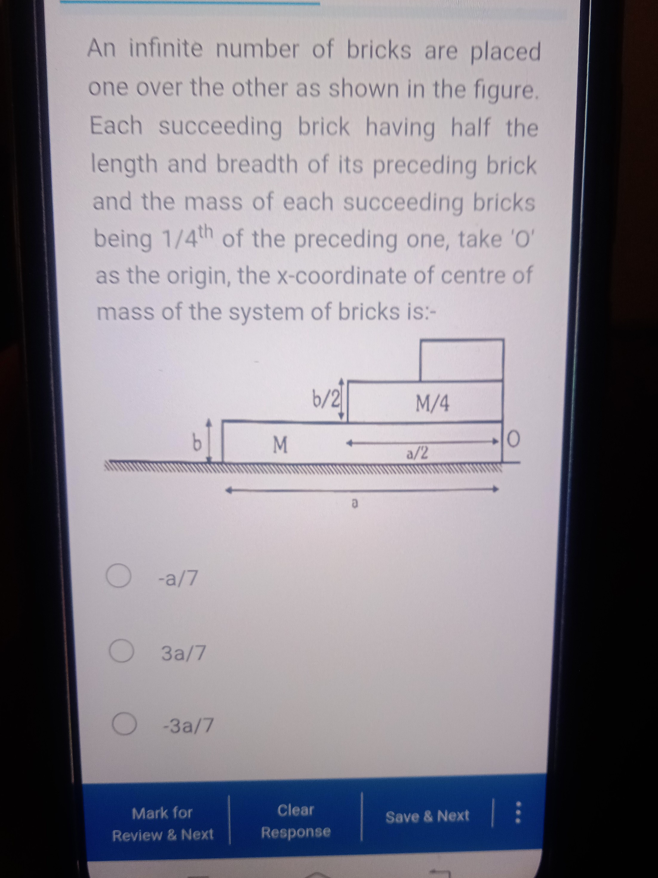 An infinite number of bricks are placed one over the other...