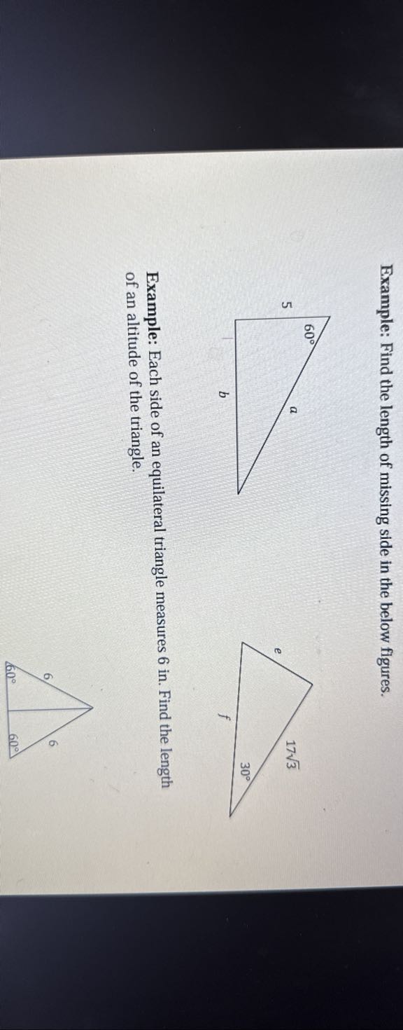 Example: Find the length of missing side in the below figures. Example ...