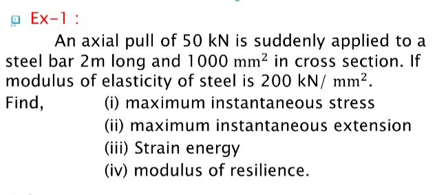 cdot mathrmex 1 an axial pull of 50 kn is suddenly applied to a steel ...