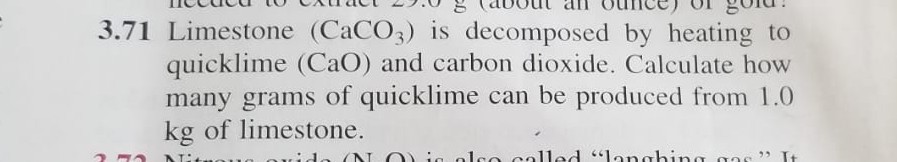 371 limestone leftmathrmcaco3right is decomposed by heating to ...