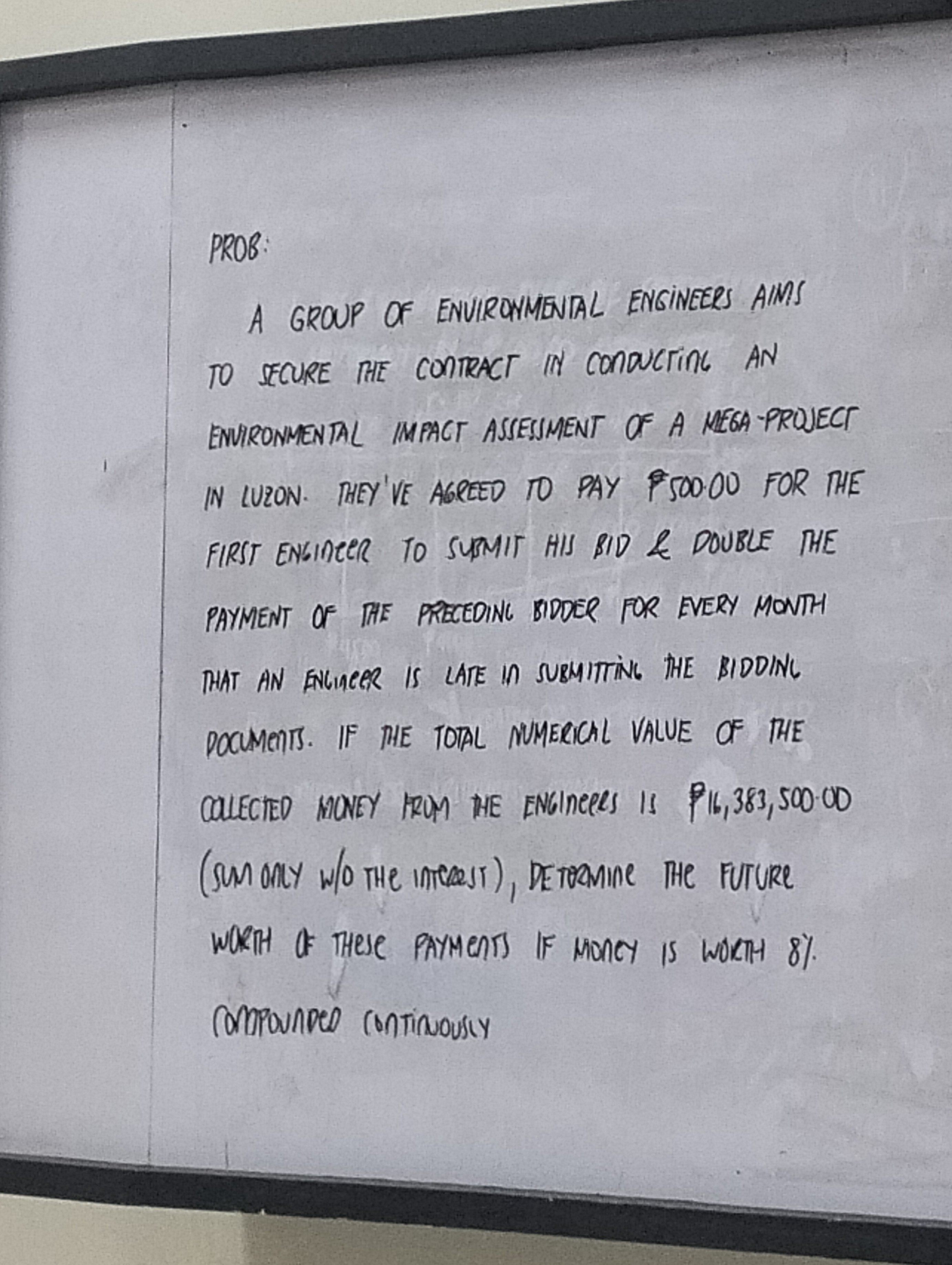 prob a group of environmental engineees aims to secure the contract in ...