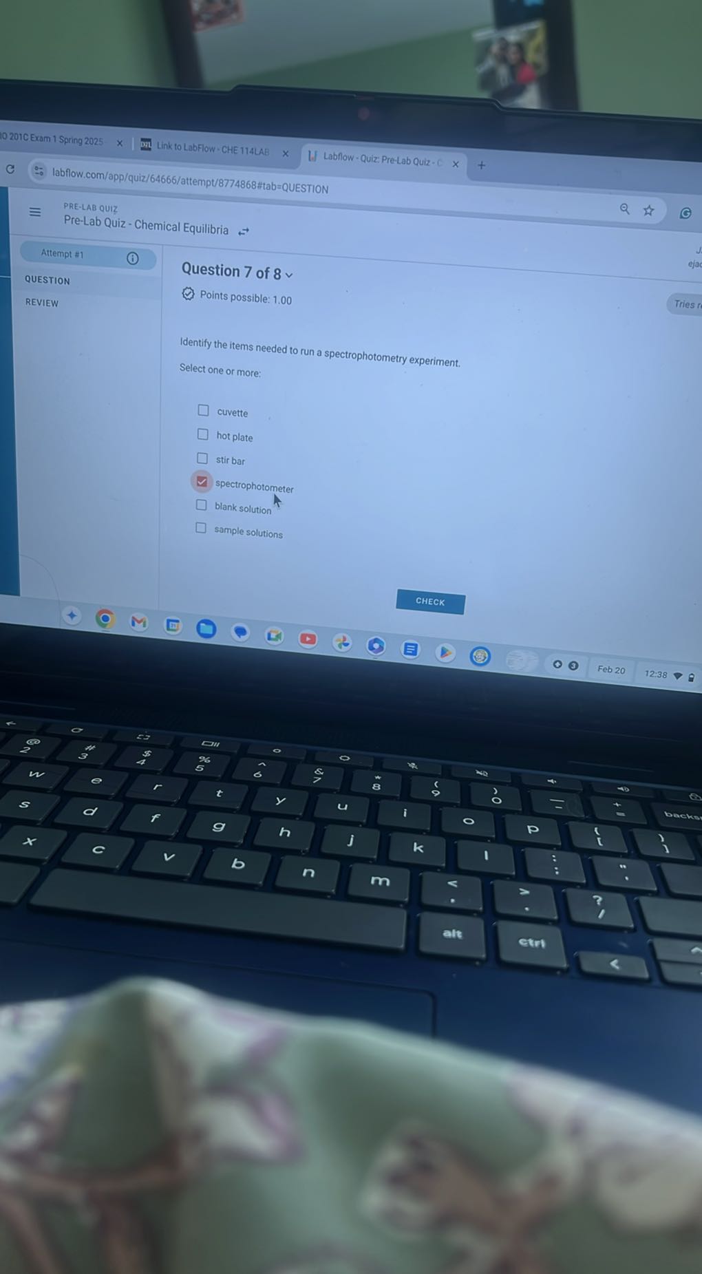 [GET ANSWER] 102010 Exam 1 Spring 2025 Link to LabFlow - CHE 114LAB Labflow - Quiz: Pre-Lab Quiz ...