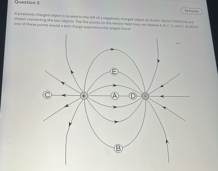 Question 5 10 Points A positively charged object is located to the left ...