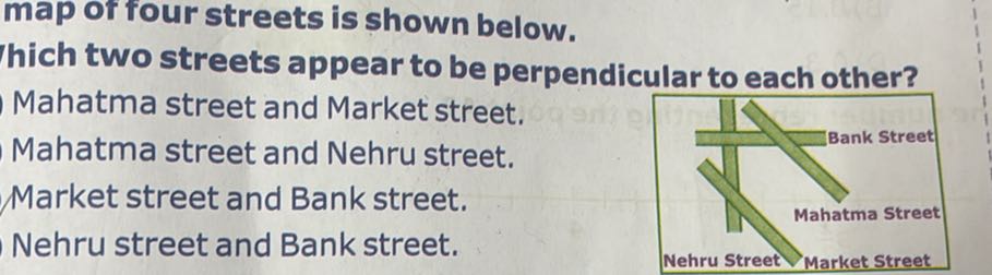 map of four streets is shown below hich two streets appear to be ...