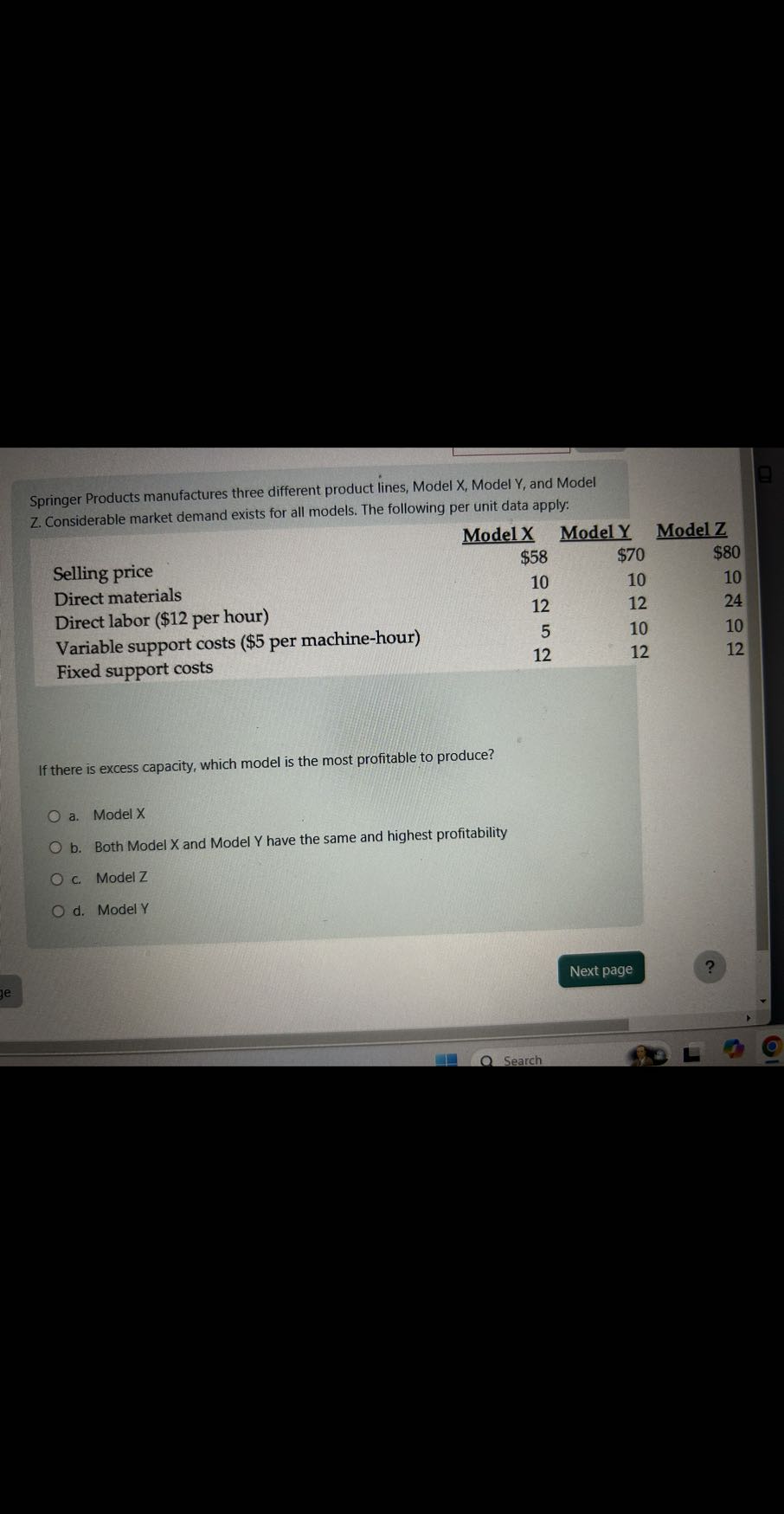 springer products manufactures three different product lines model x ...