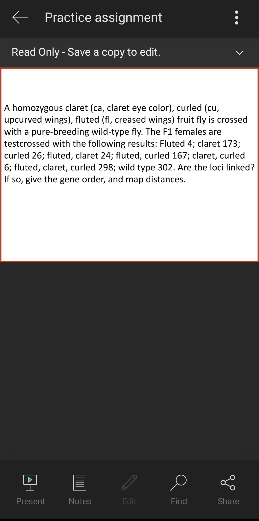 leftarrow practice assignment read only save a copy to edit a homozygous claret ca claret eye ...