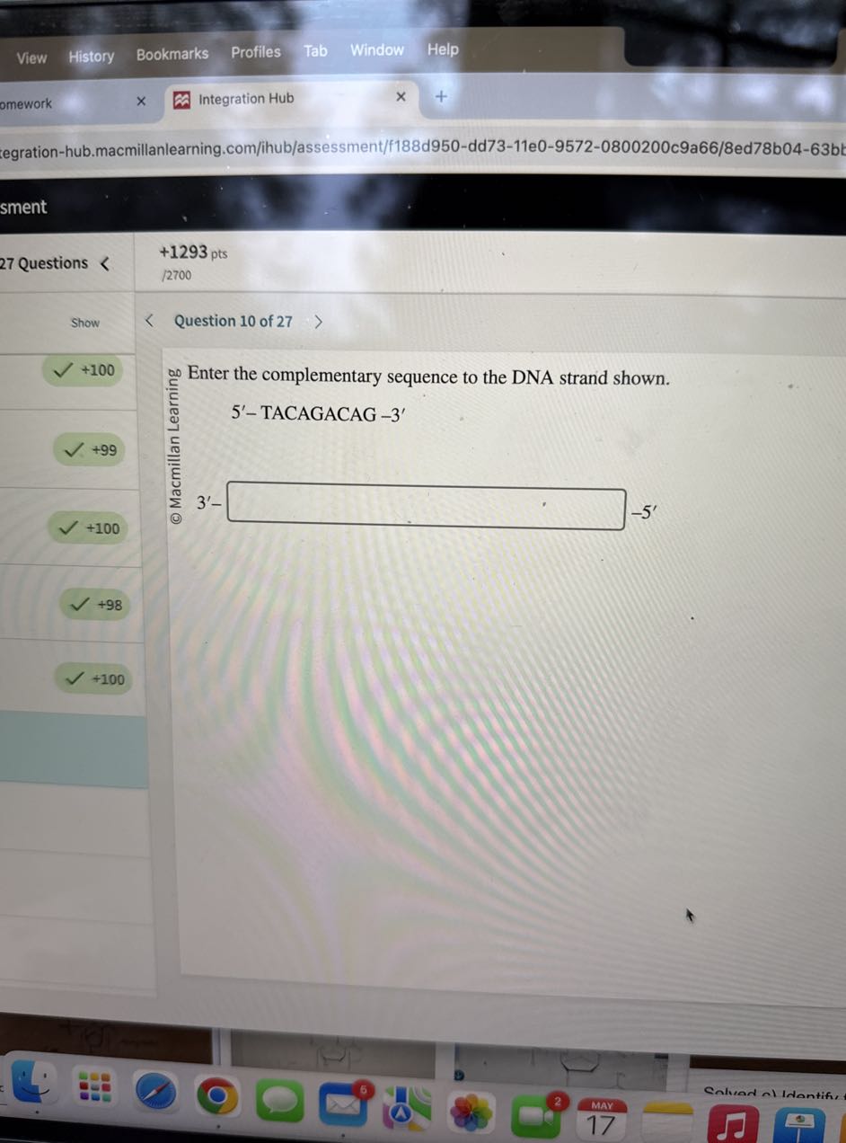 View History Bookmarks Profiles Tab Window Help omework Integration Hub egration-hub ...