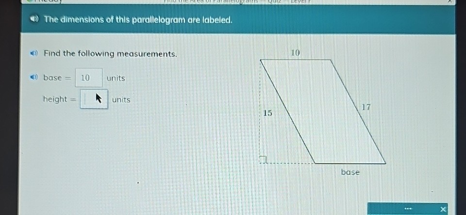 The dimensions of this parallelogram are labeled. Find the following ...