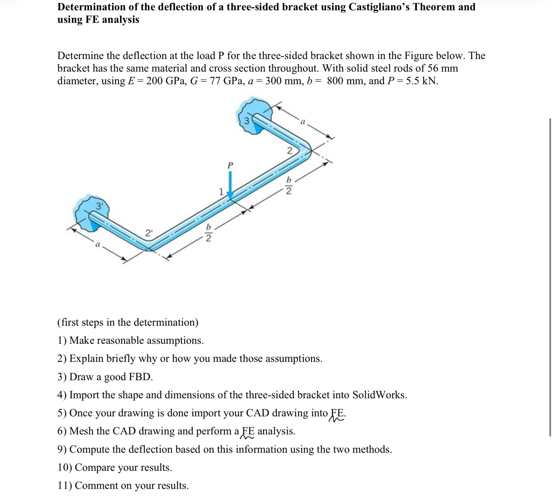 Determination of the deflection of a three-sided bracket using ...