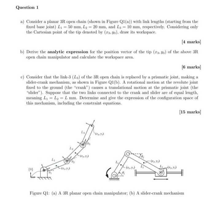 Question 1 a) Consider a planar 3R open chain (shown in Figure Q1(a ...