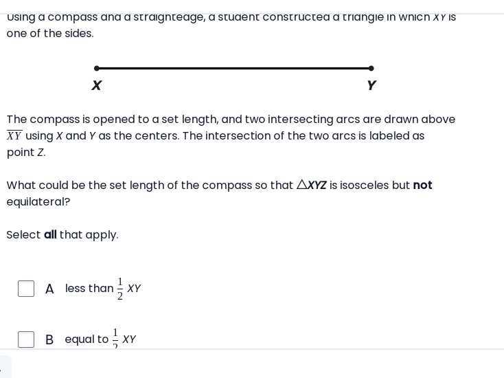 Using a compass and a straignteage, a stuaent constructed a triangie in ...