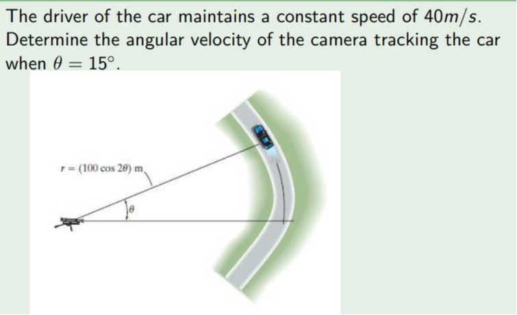 The driver of the car maintains a constant speed of 40 m / s. Determine ...