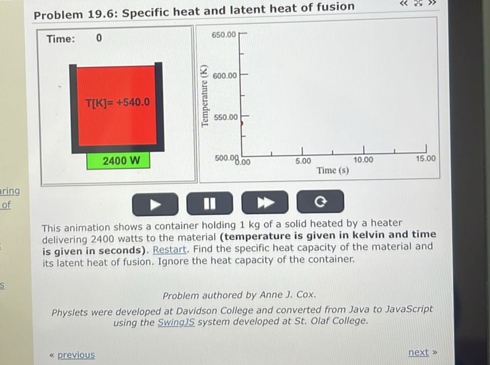 problem 196 specific heat and latent heat of fusion ii this animation ...