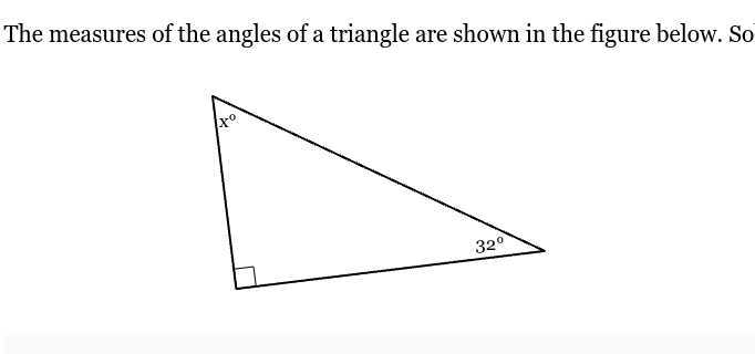 [GET ANSWER] The measures of the angles of a triangle are shown in the ...