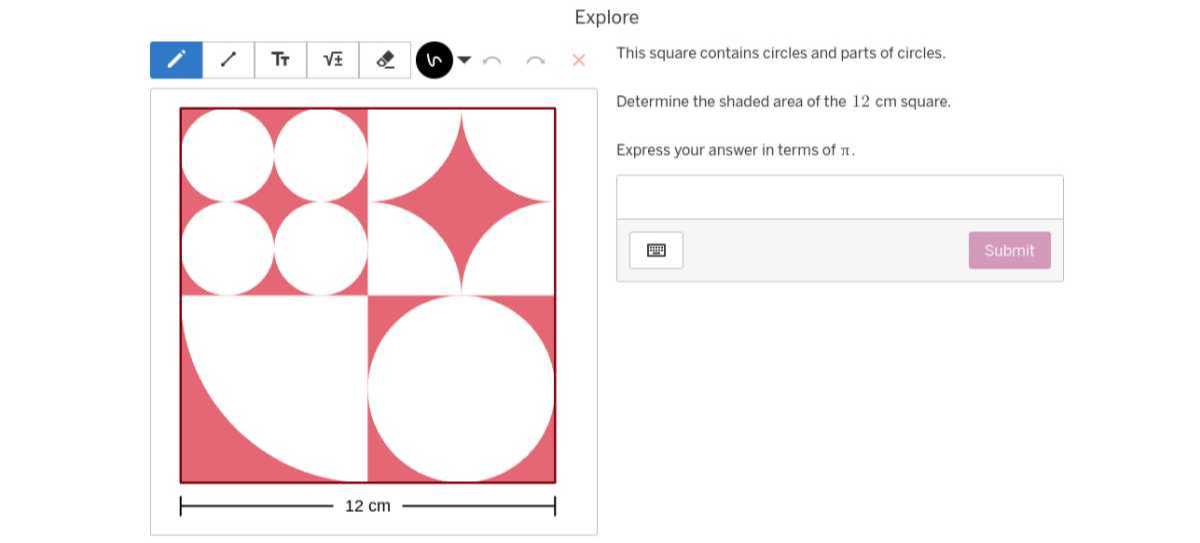 Explore This square contains circles and parts of circles. Determine ...